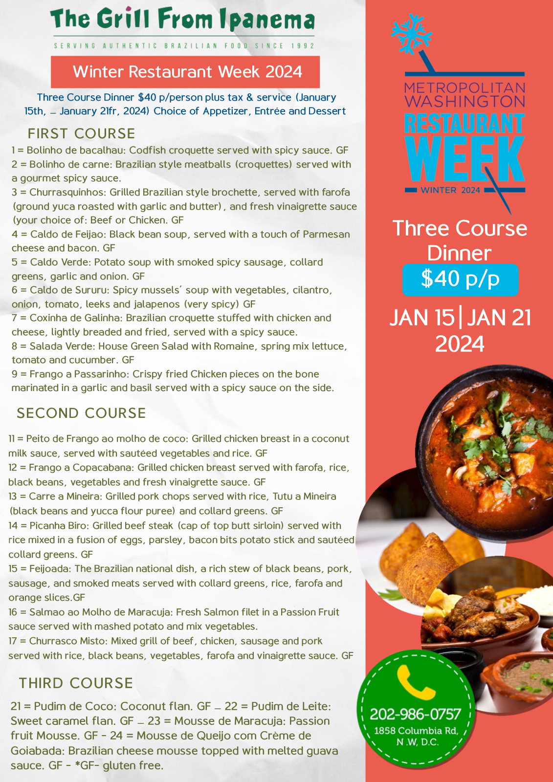 Celebrate Winter Restaurant Week in 2024 with us! 1/15 – 1/21! Come ...